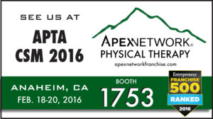 ApexNetwork Physical Therapy will be at APTA CSM 2016 - ApexNetwork ...
